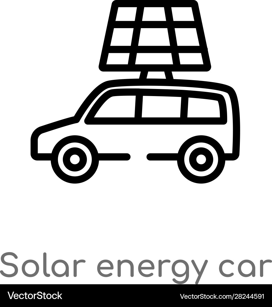 Outline solar energy car icon isolated black Vector Image