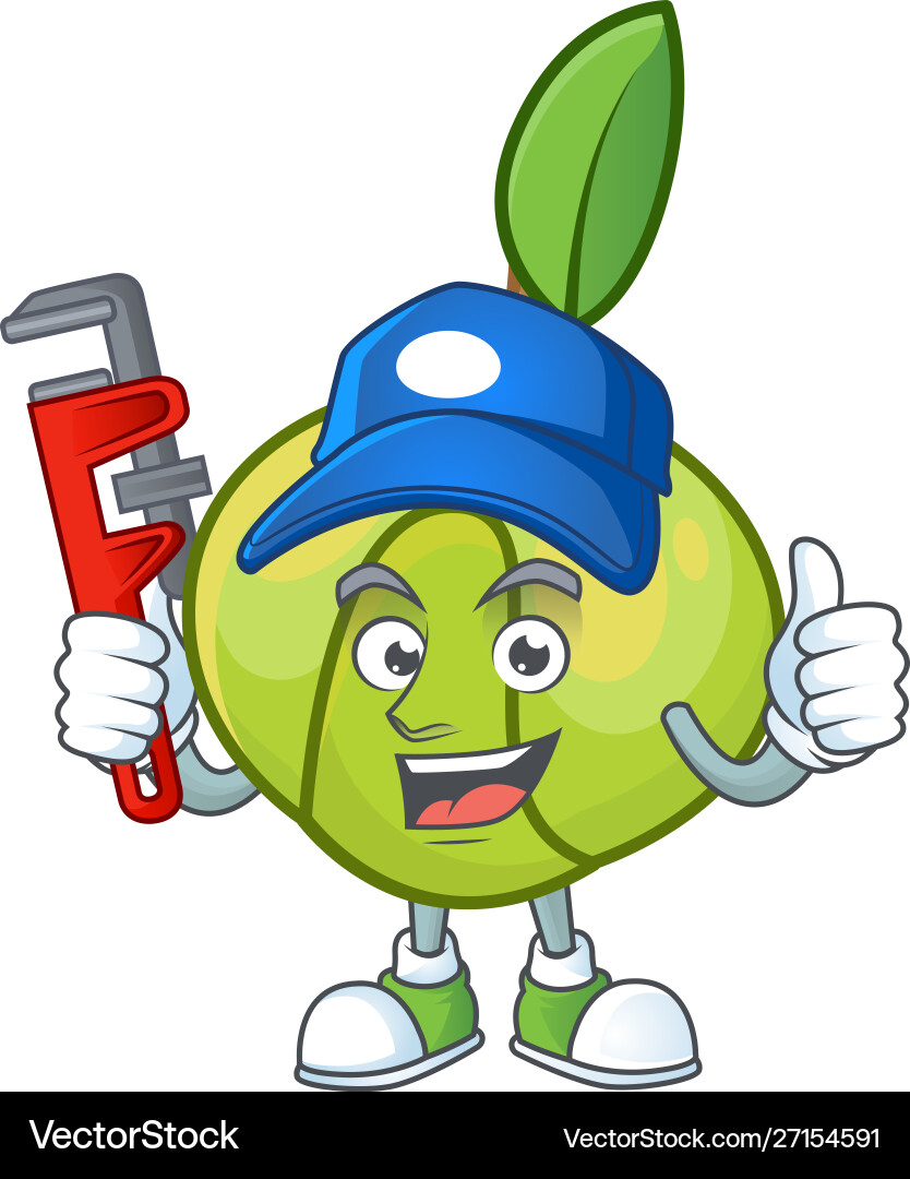 Plumber fruit elephant apple cartoon mascot style Vector Image