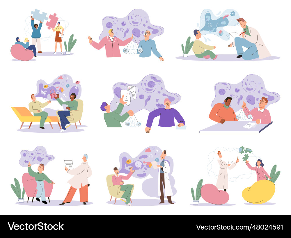 Psychotherapists psychologists work with mental Vector Image