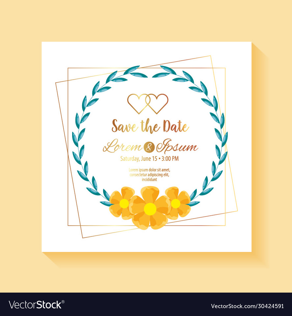 Save date square frame Royalty Free Vector Image