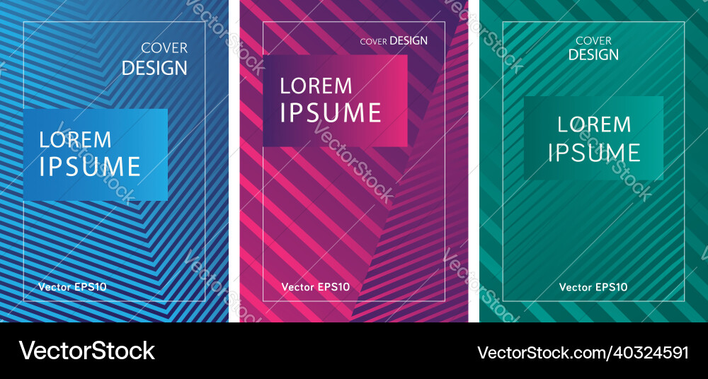 Set of booklets with geometric lines and gradient Vector Image