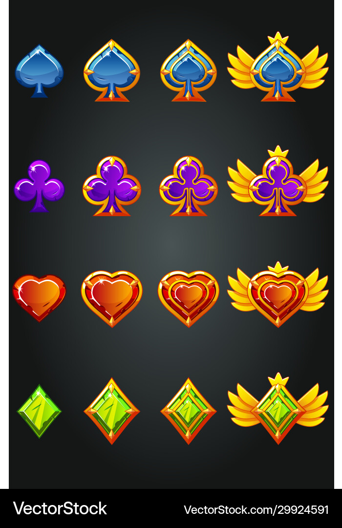 Symbols playing cards in steps drawing Royalty Free Vector