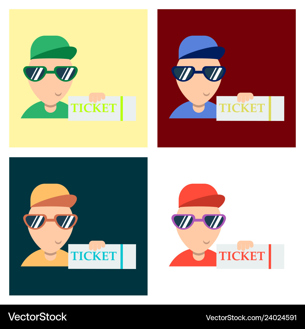 Tickets flat isometric concept young man take big Vector Image
