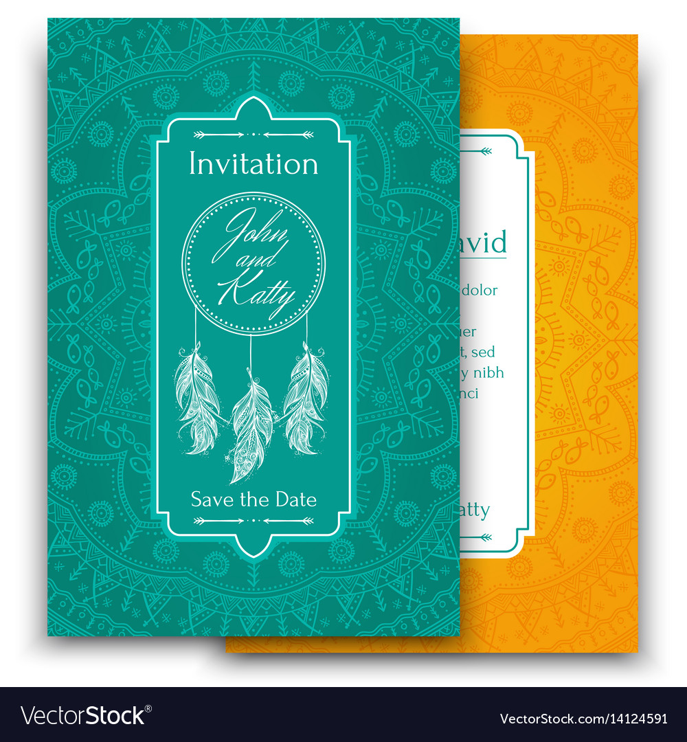 Wedding Invitation Card With Beautiful Ethnic Vector Image wedding-invitation-card-with-beautiful-ethnic-vector-image