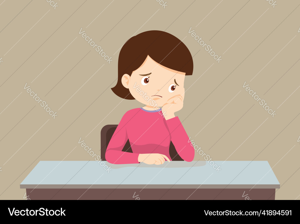 Woman bored feeling tired and stressed Royalty Free Vector