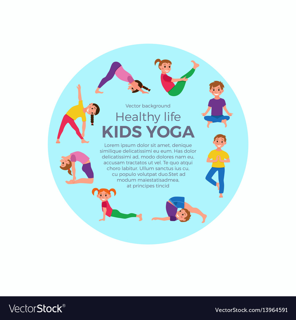 Yoga kids poses set Royalty Free Vector Image - VectorStock