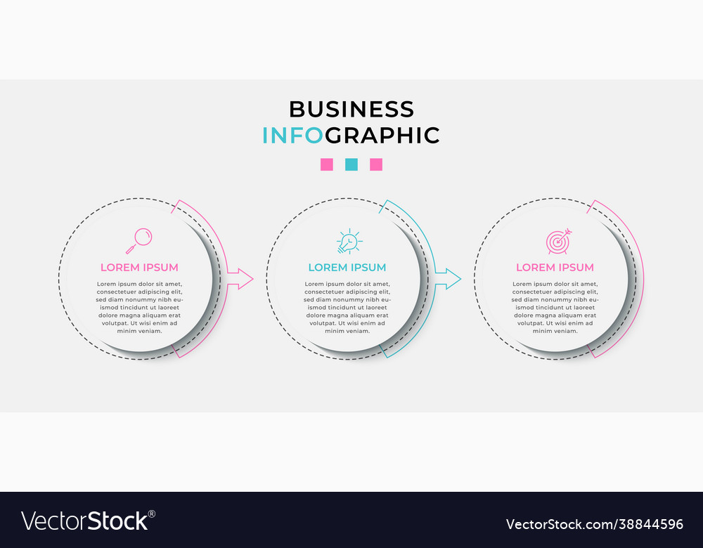 Business infographics presentations with 3 steps Vector Image