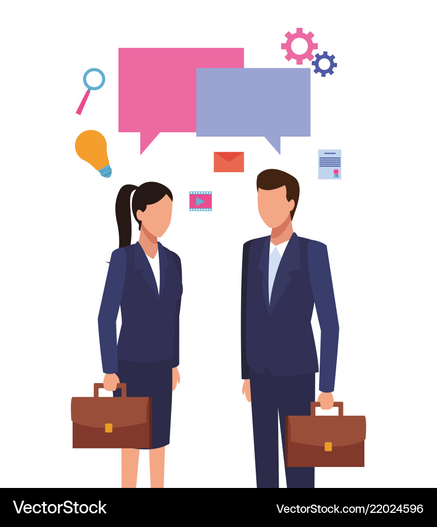 Business workers and social media Royalty Free Vector Image