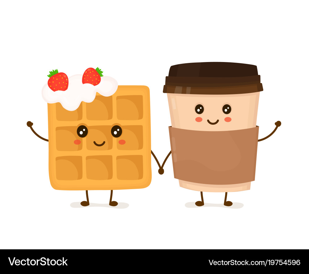 Cute smiling funny viennese waffle Royalty Free Vector Image
