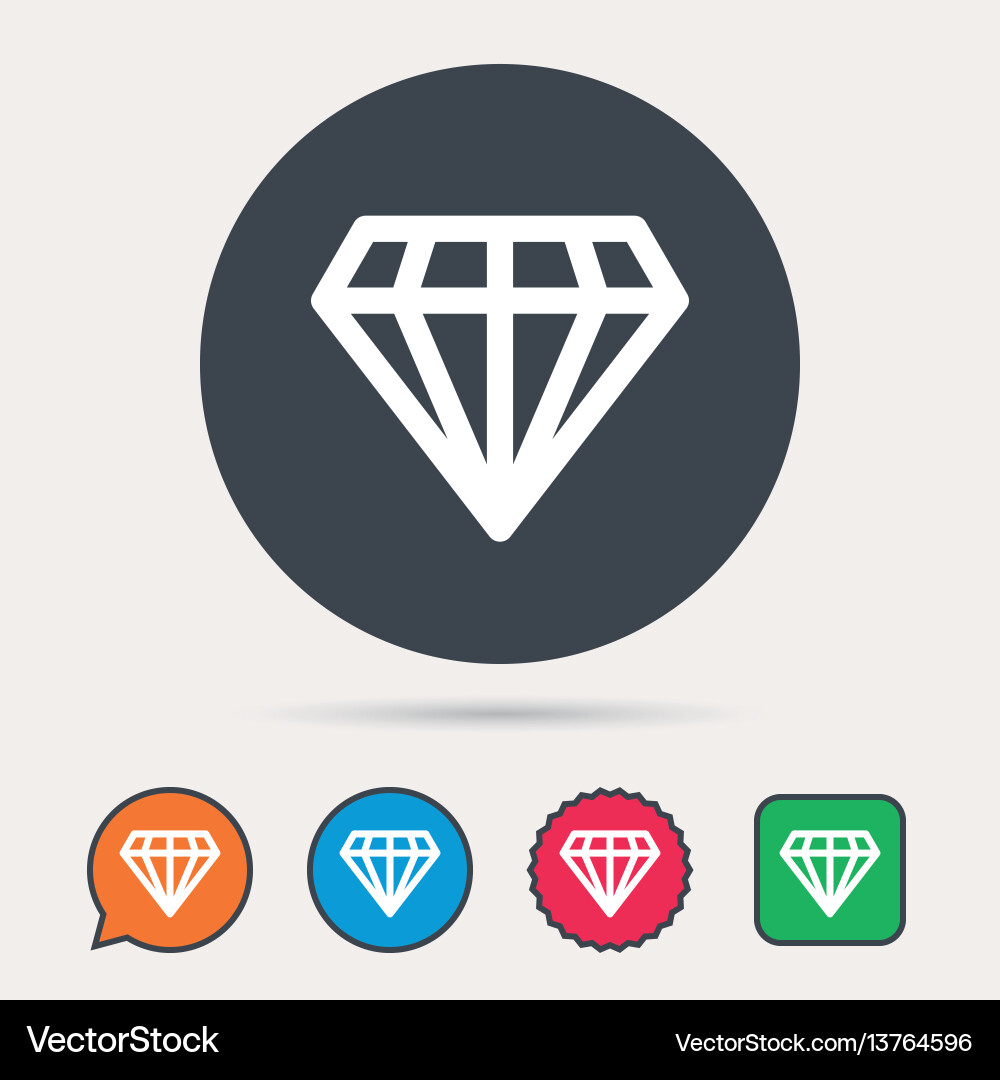 Diamond icon jewelry gem sign Royalty Free Vector Image