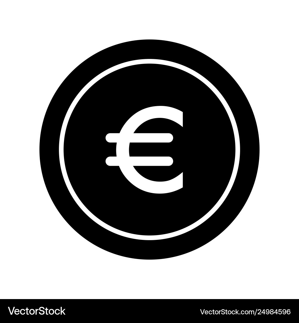 Euro icon black and white money Royalty Free Vector Image