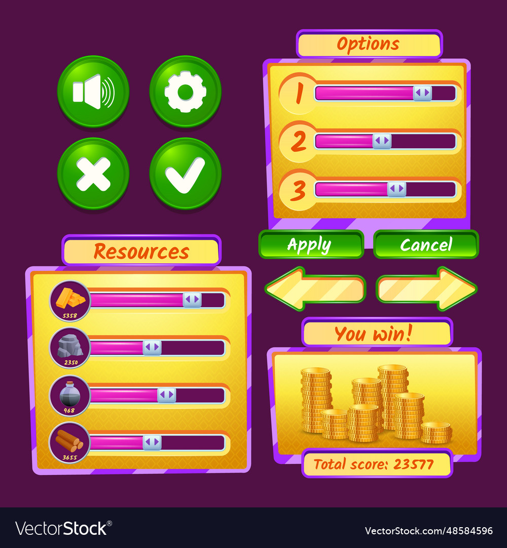 Game interface icons Royalty Free Vector Image