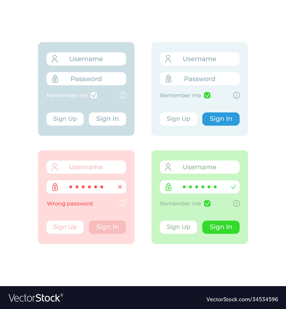 Identification ui elements kit Royalty Free Vector Image