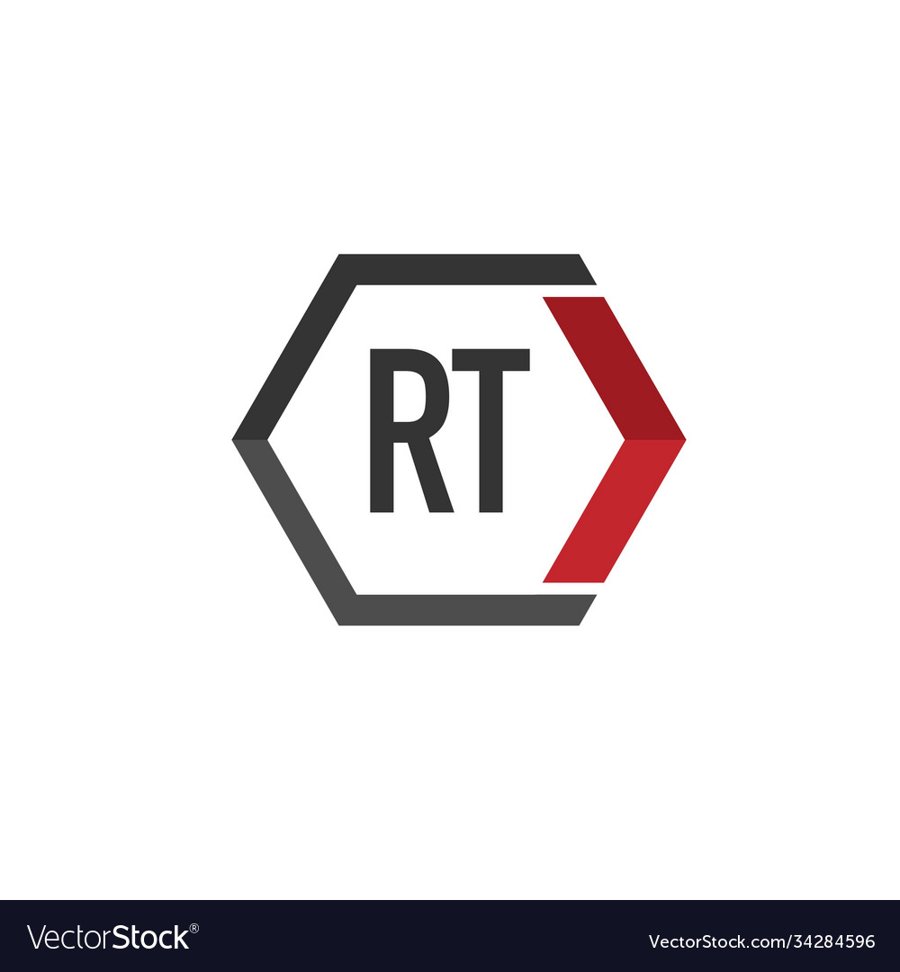 Initial letter rt linked hexagon monogram logo Vector Image
