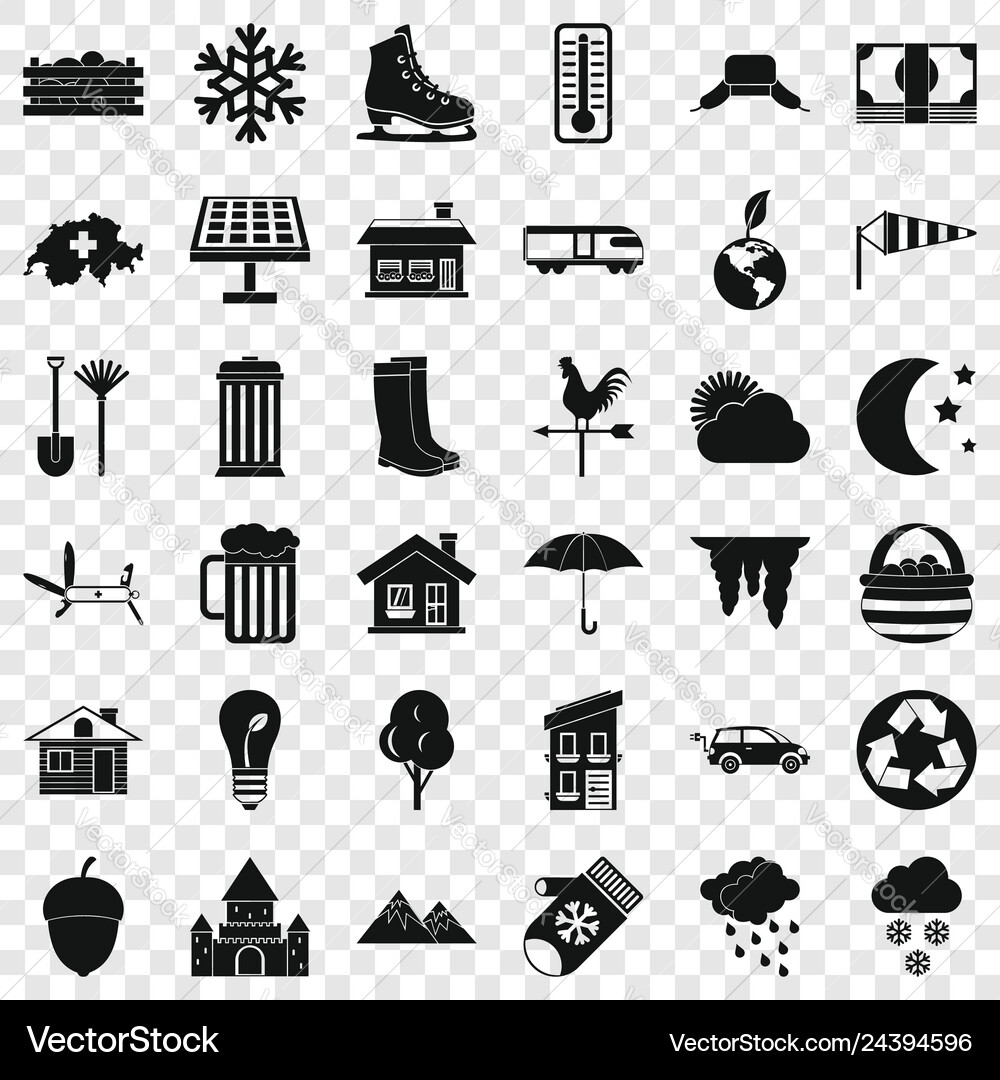 Nature life icons set simple style Royalty Free Vector Image