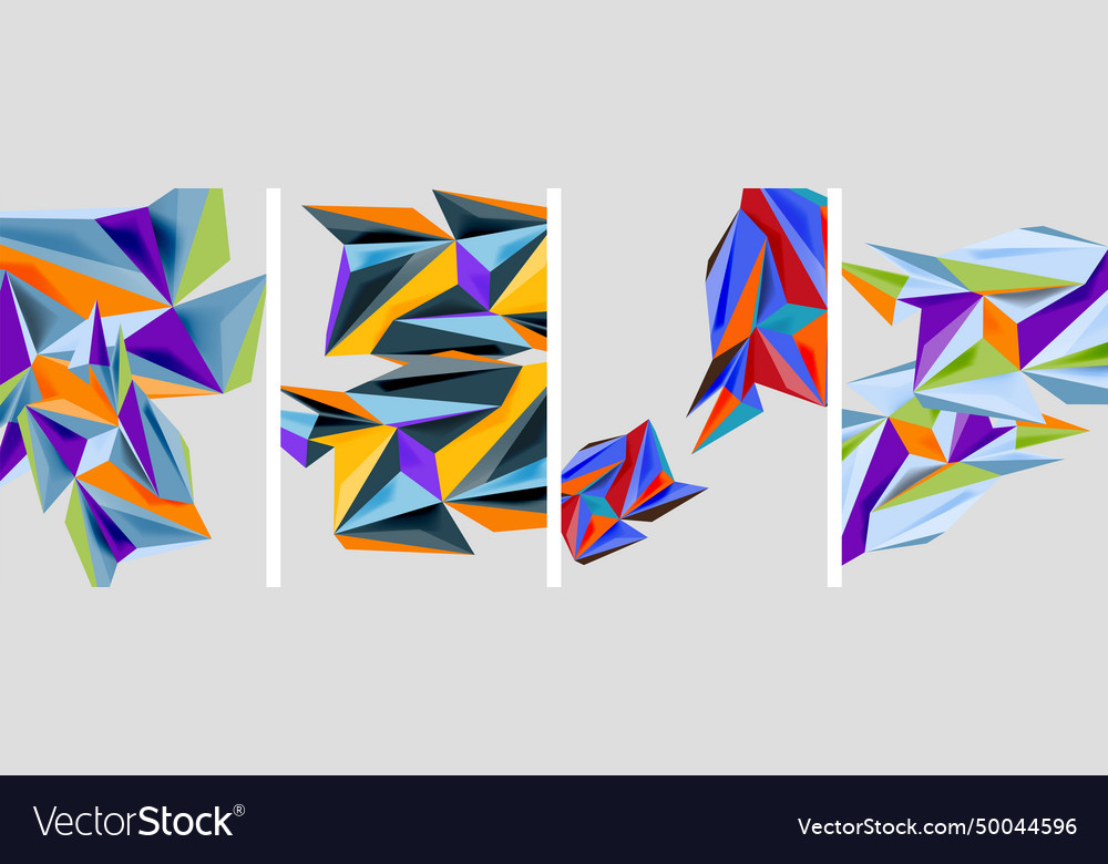 Set Of Mosaic Triangle Pattern Abstract Posters Vector Image