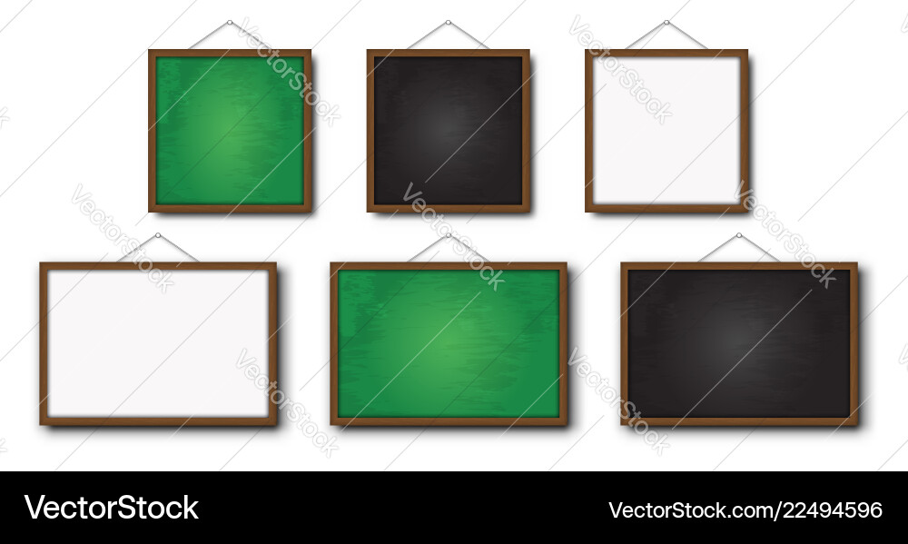 Set of realistic blackboard greenboard Royalty Free Vector