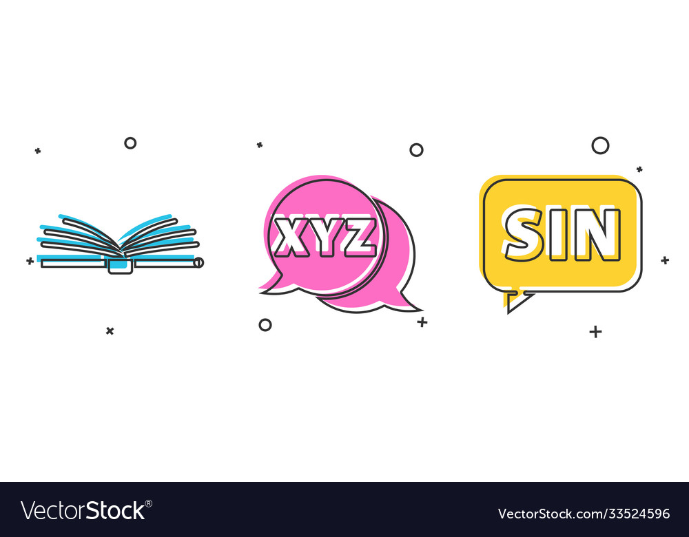 Set open book xyz coordinate system Royalty Free Vector