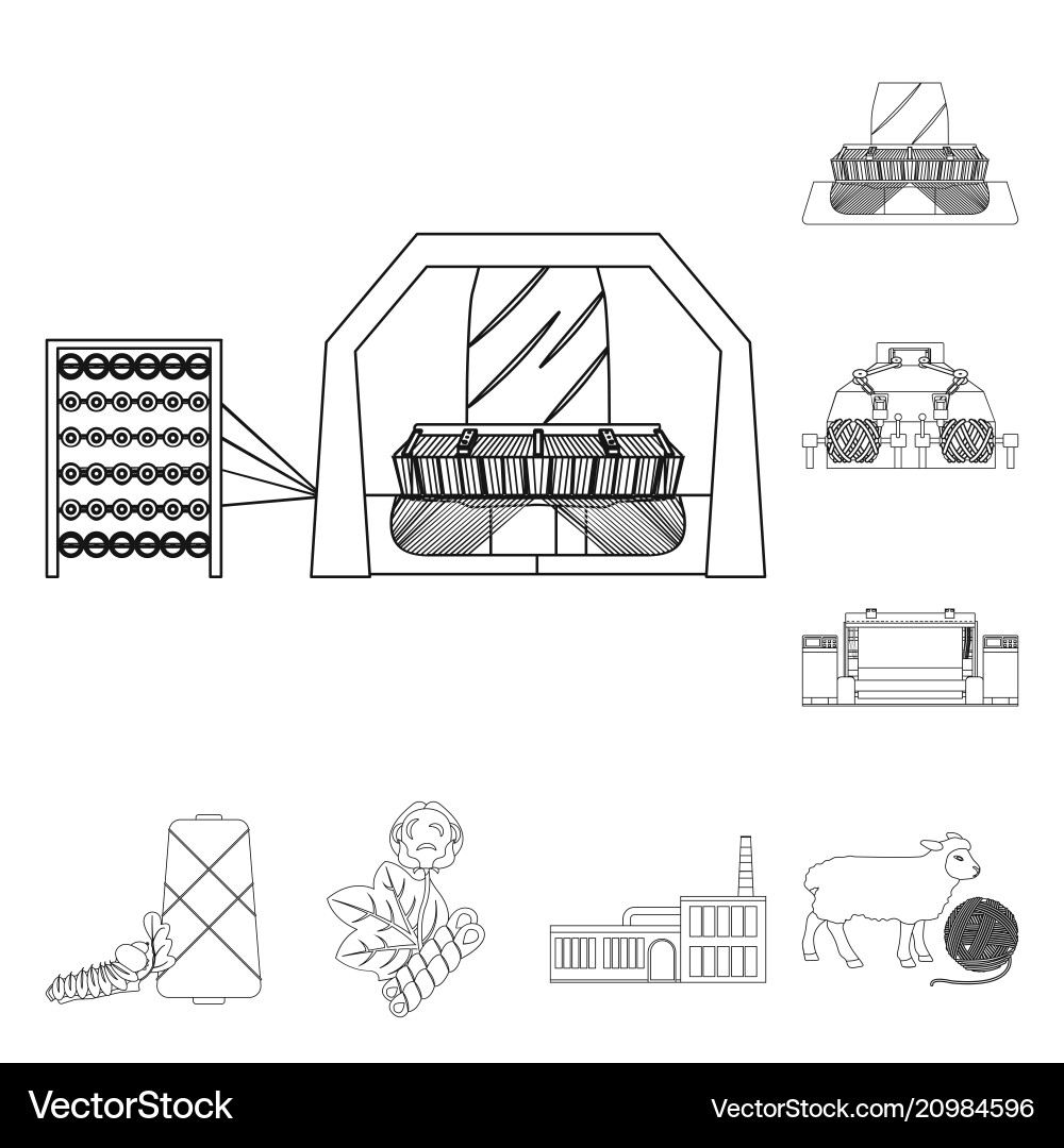 Textile industry outline icons in set collection Vector Image