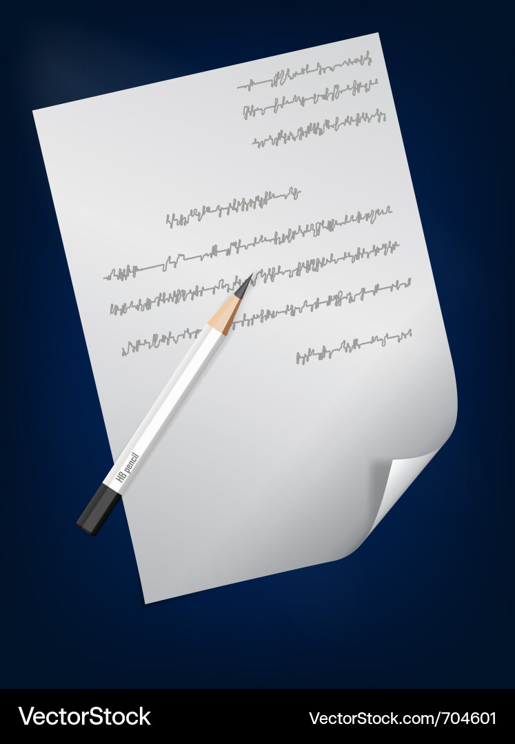 A page of handwritten text and pencil Royalty Free Vector