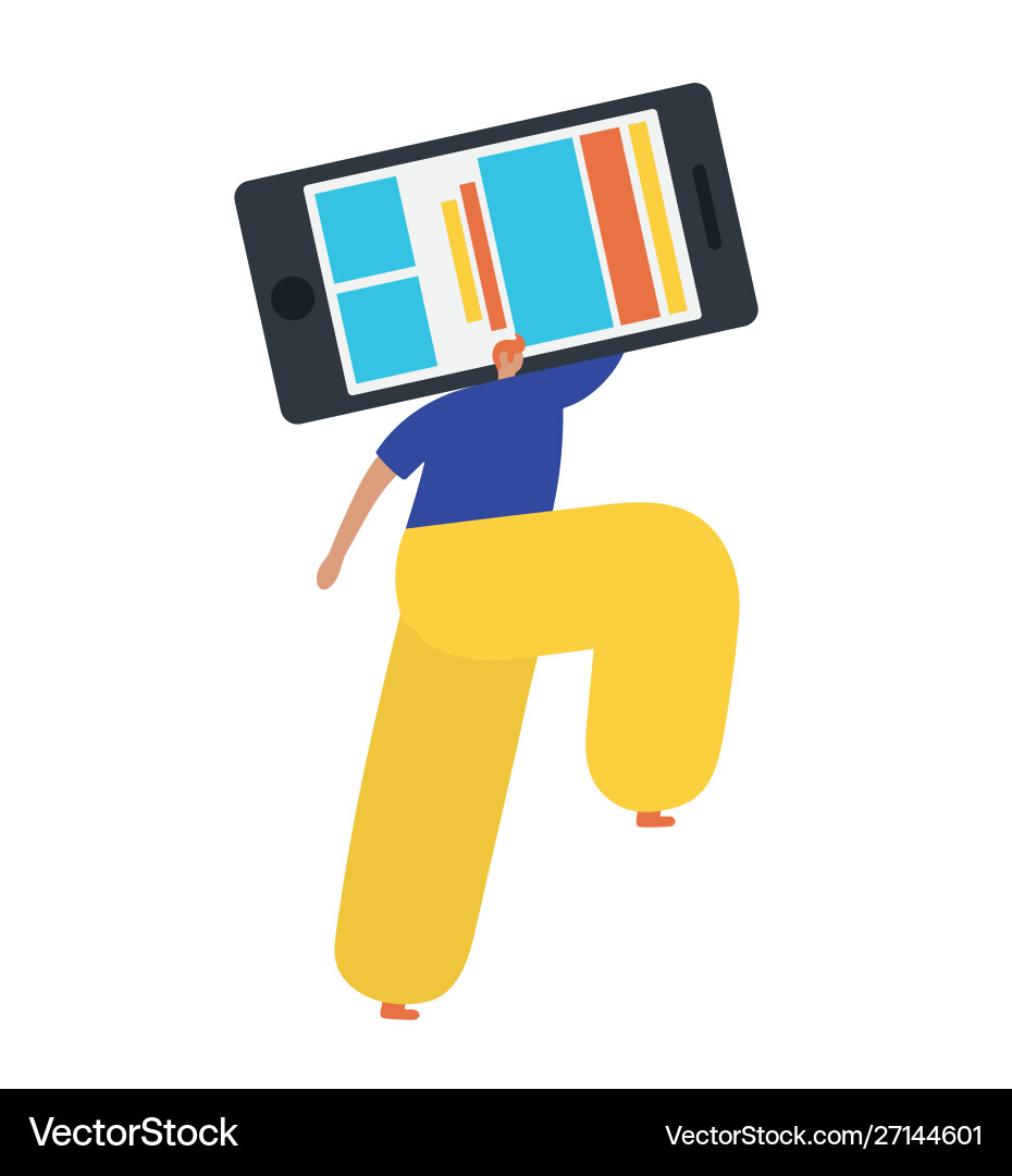 Business man holding showing or displaying mobile Vector Image