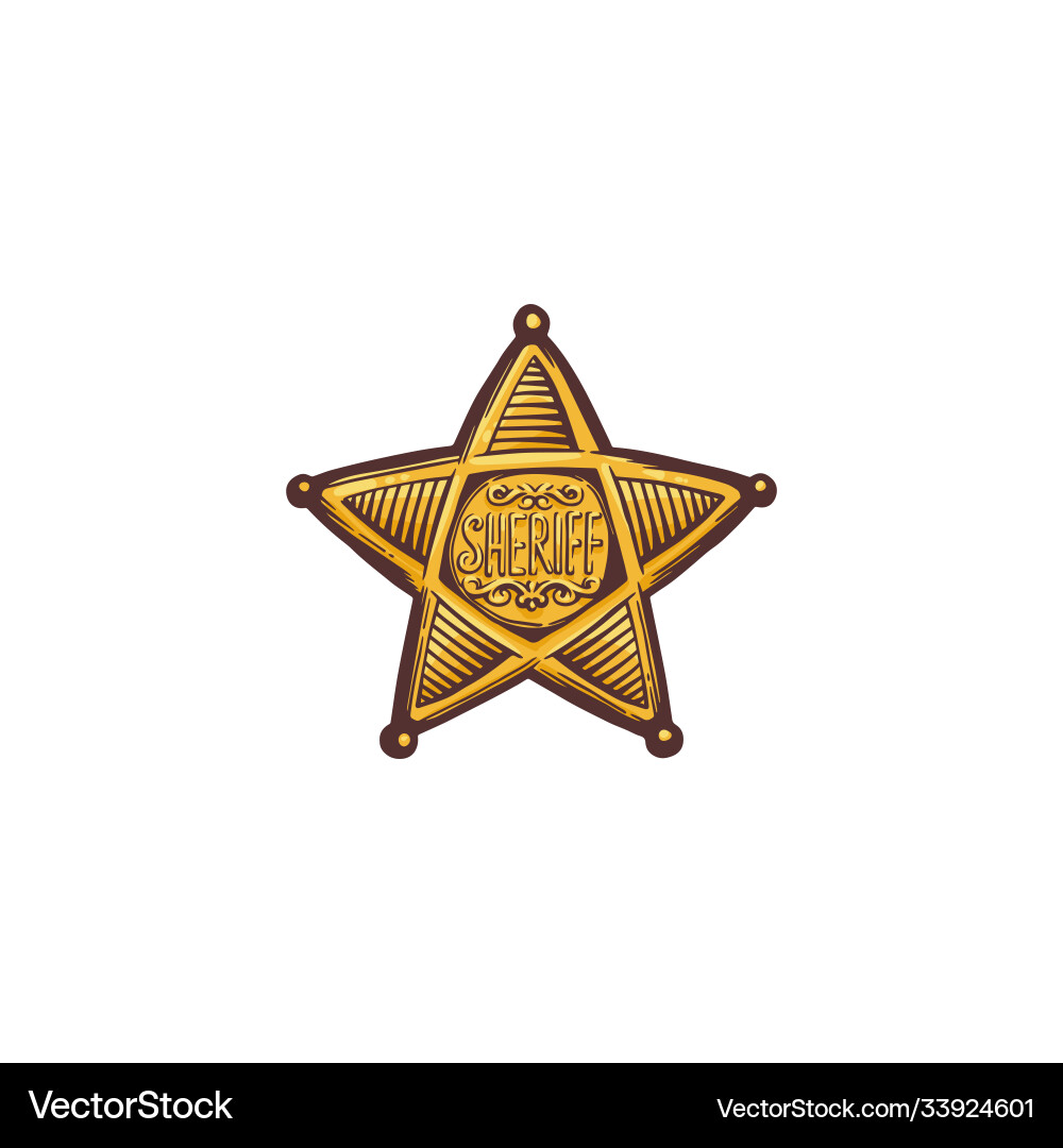Cartoon icon sheriff star shield or badge Vector Image