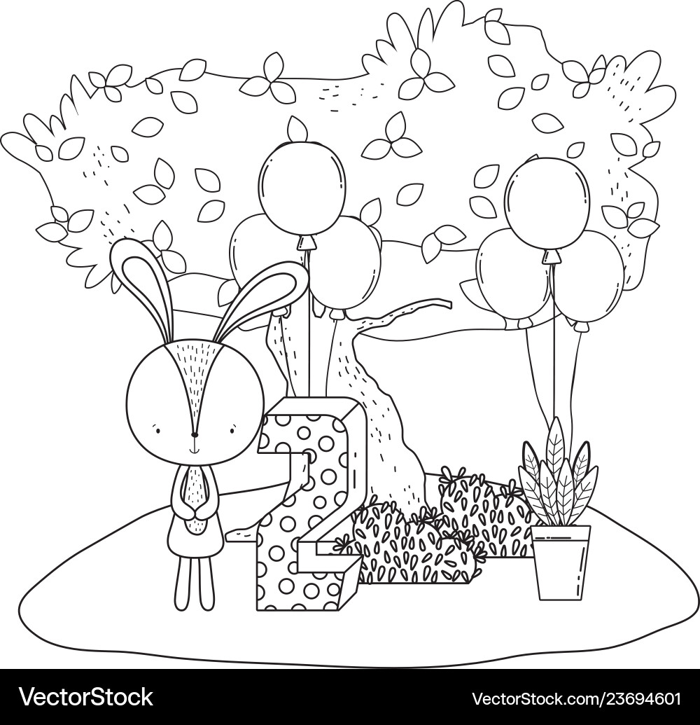 Cute little rabbit with balloons helium Royalty Free Vector