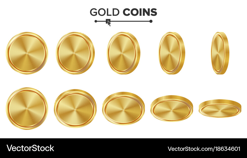 Empty gold coins set realistic template Royalty Free Vector