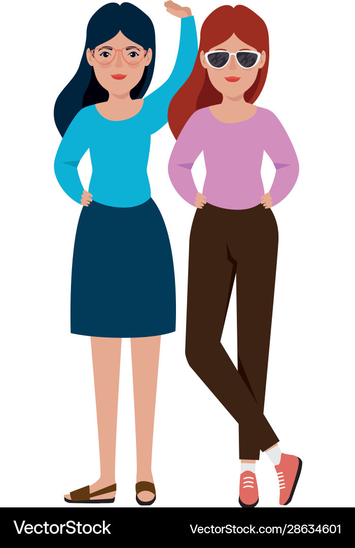 Group beautiful women standing avatar character Vector Image