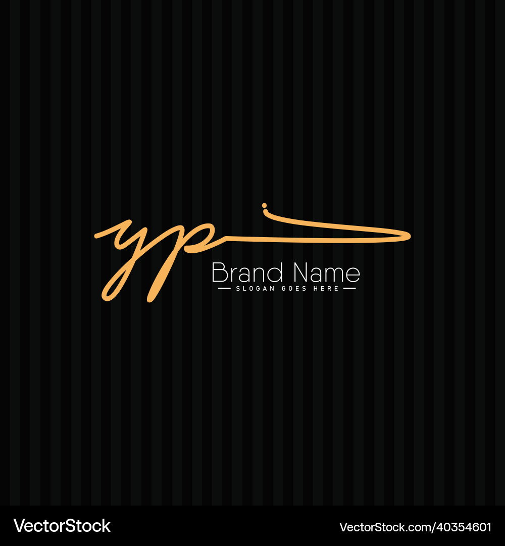 Initial letter yp logo - handwritten signature Vector Image