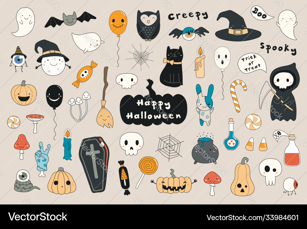 Kawaii halloween Royalty Free Vector Image - VectorStock