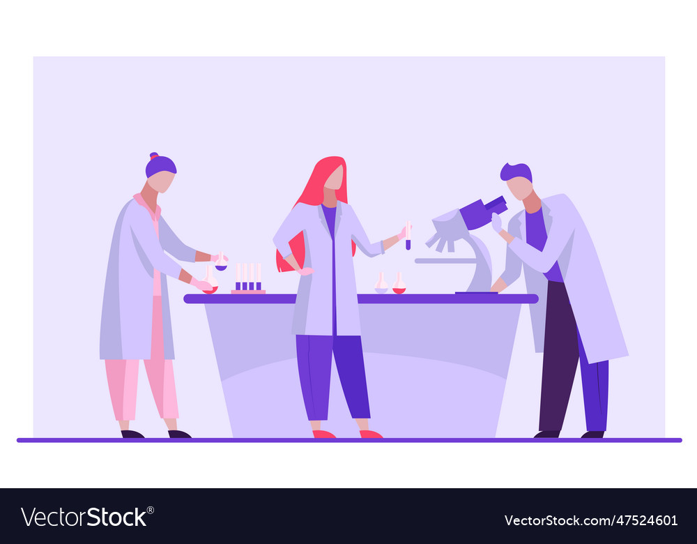 Lab assistants doing research Royalty Free Vector Image