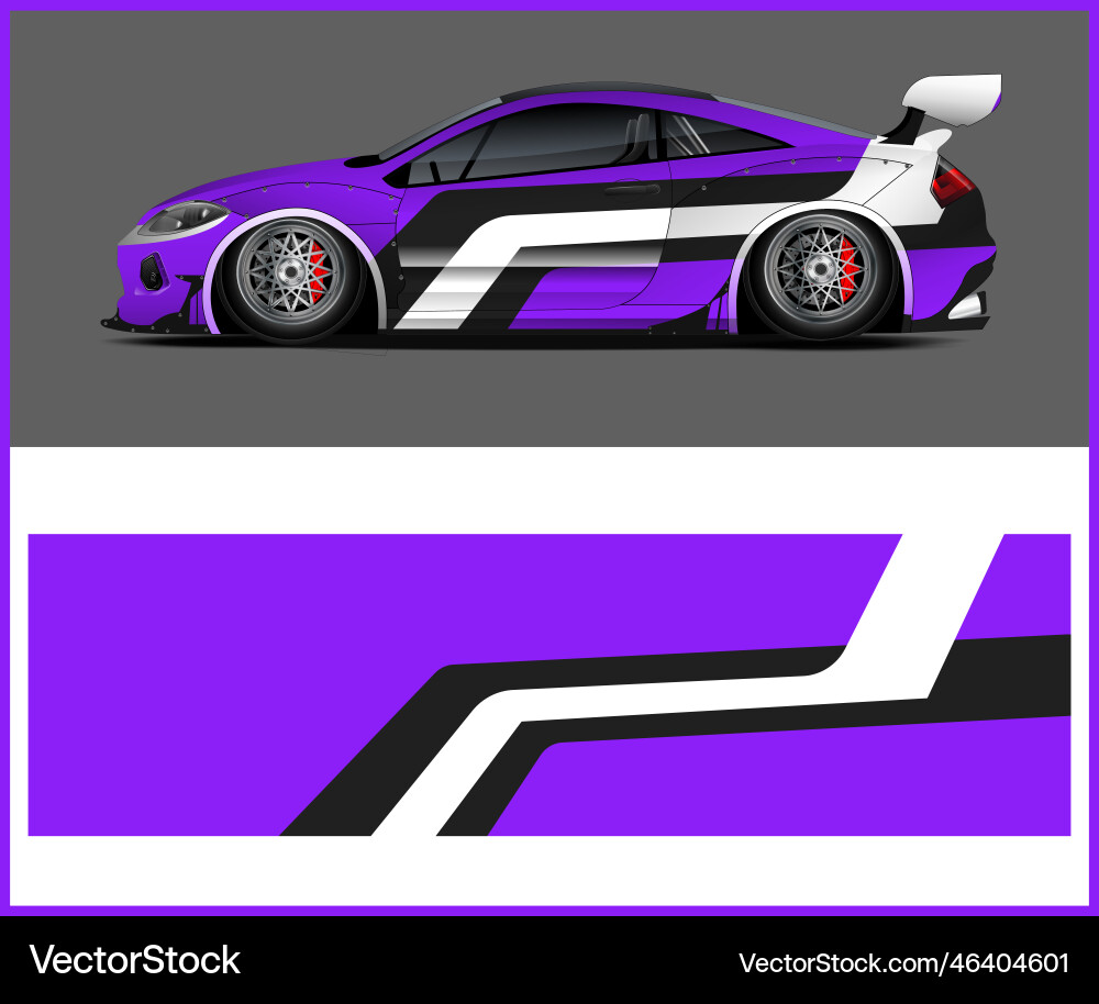 Racing car wrap design with red hot racer Vector Image