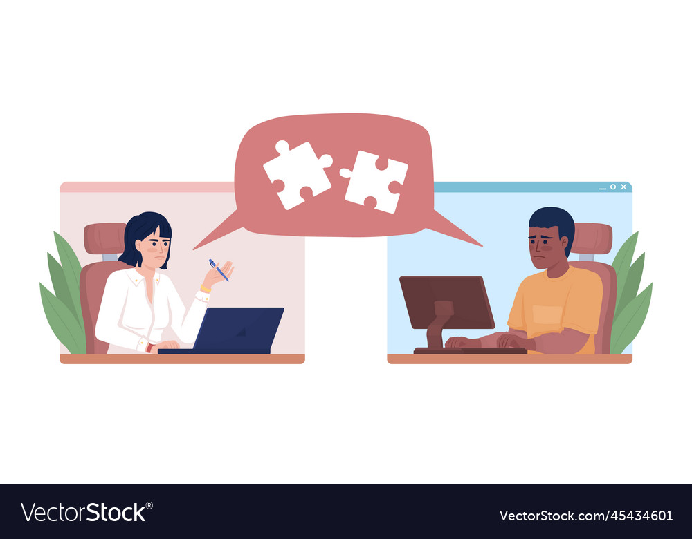 Remote coworkers having communication barrier Vector Image Remote coworkers having communication barrier Vector Image