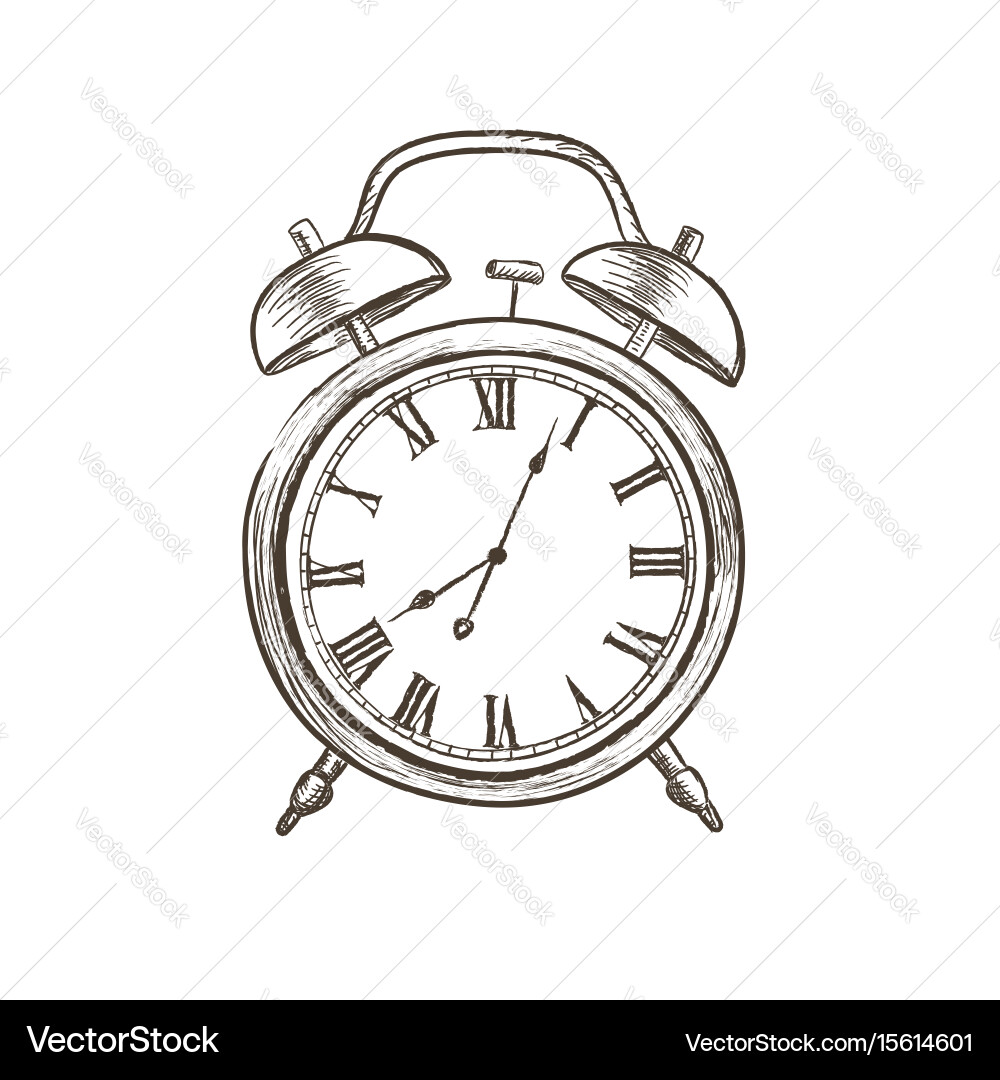Retro watch doodle line watch dial icon isolated Vector Image