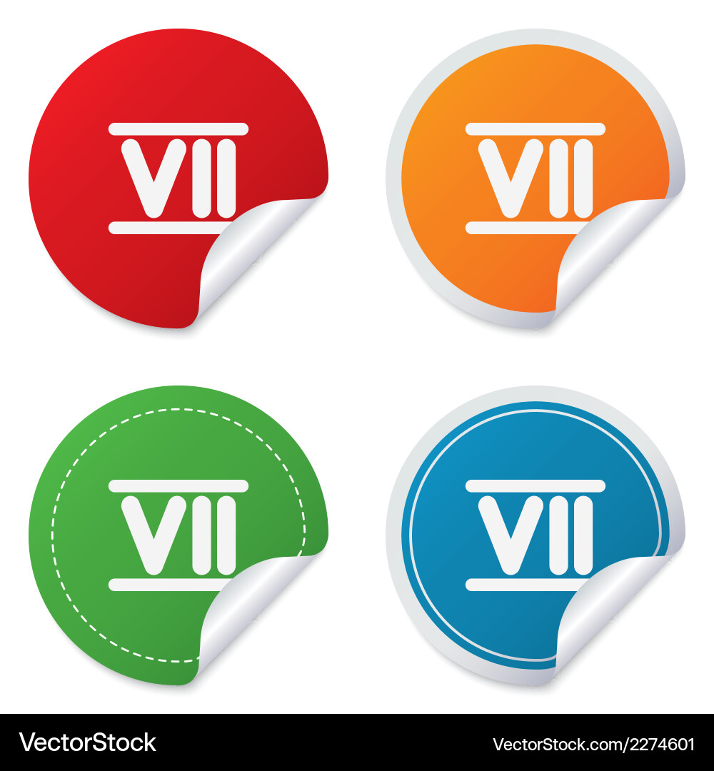 Roman numeral seven icon number sign Royalty Free Vector