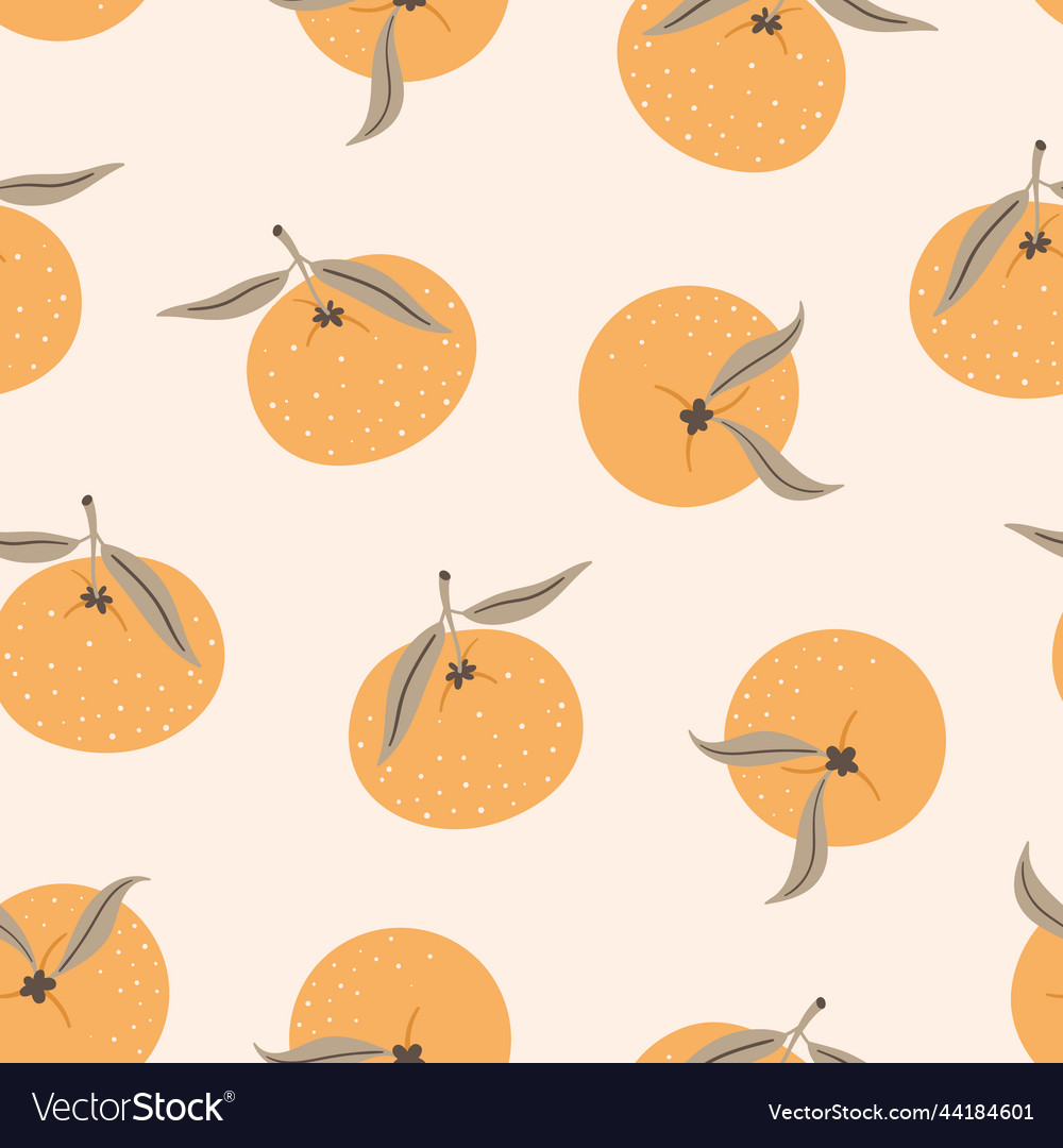 Seamless pattern with tangerines Royalty Free Vector Image