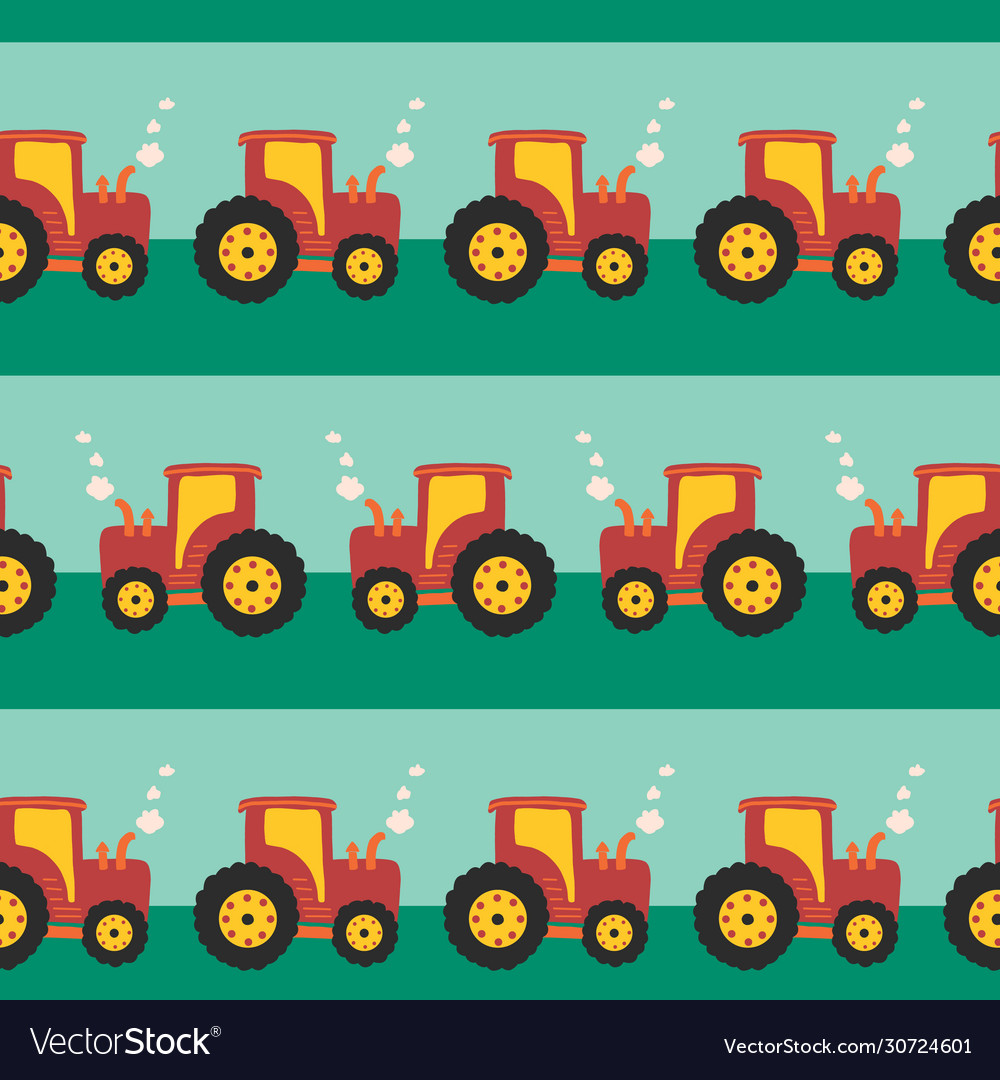 Tractor seamless pattern repeating Royalty Free Vector Image