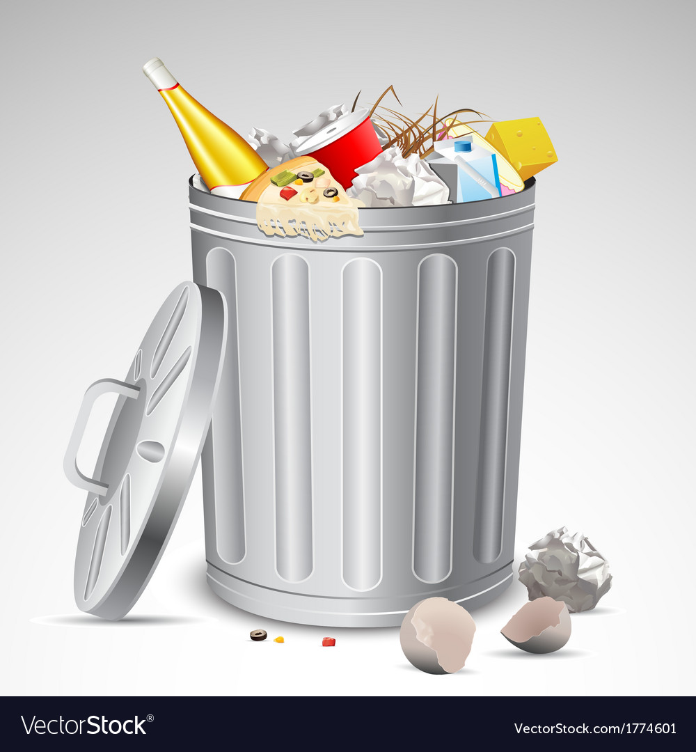 Trash bin full garbage Royalty Free Vector Image