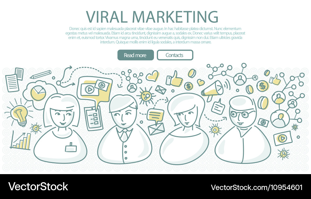 Viral marketing banner in linear style Royalty Free Vector