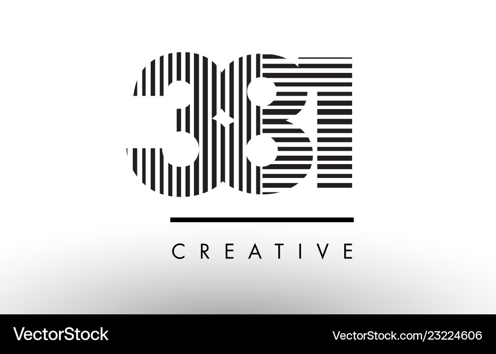 381 black and white lines number logo design Vector Image