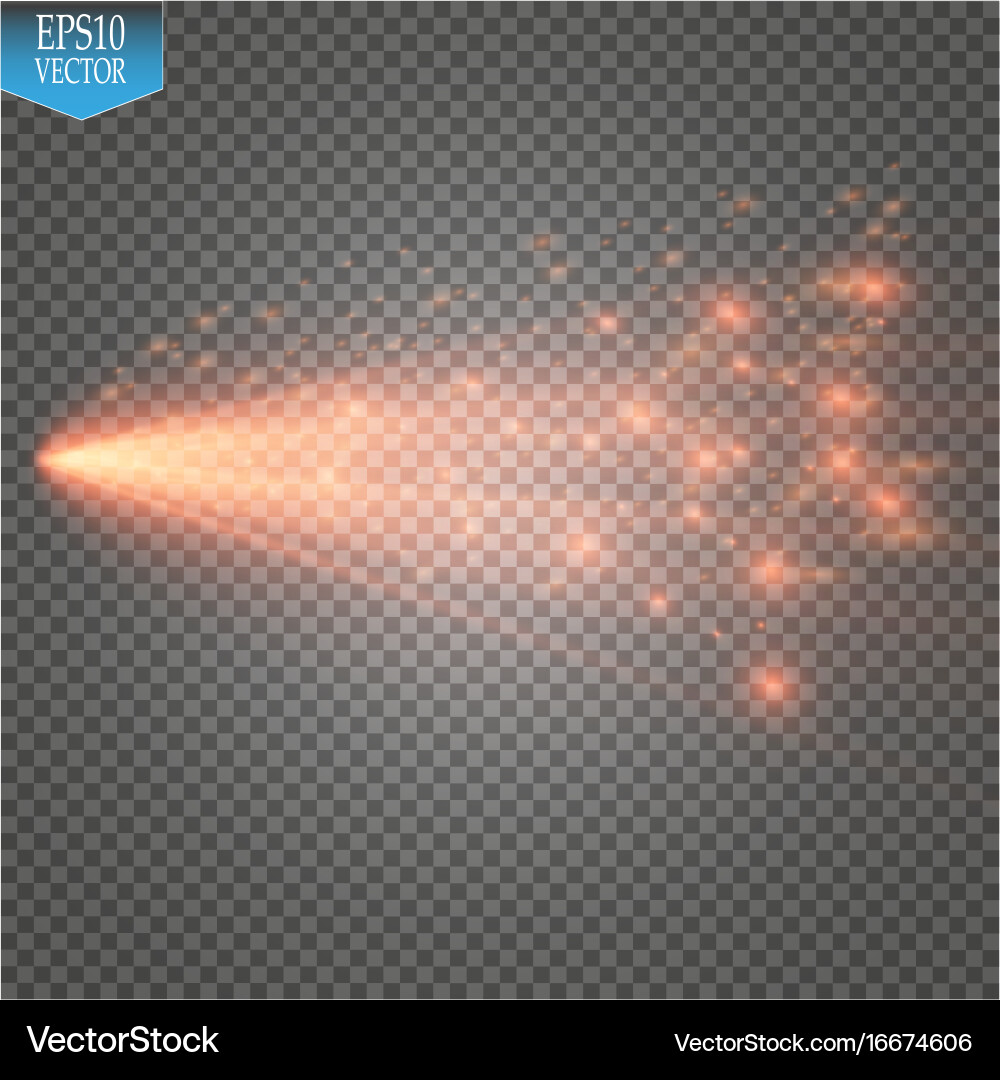 A bright comet with large dust and gas trails Vector Image