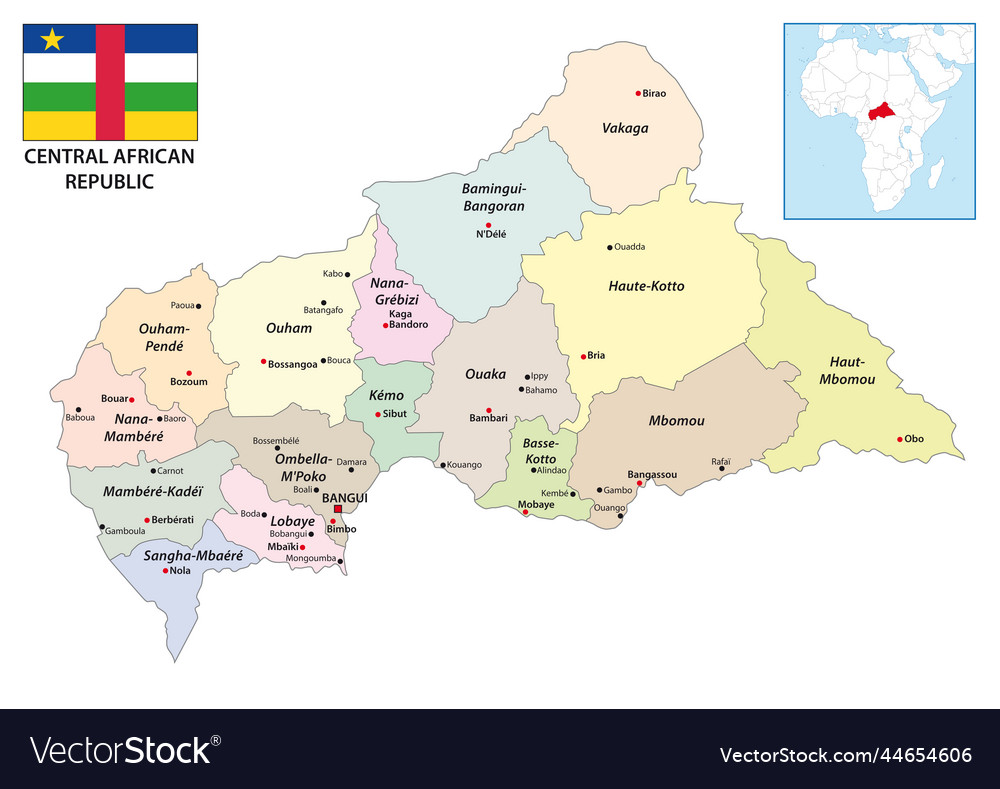 Administrative map of the central african Vector Image