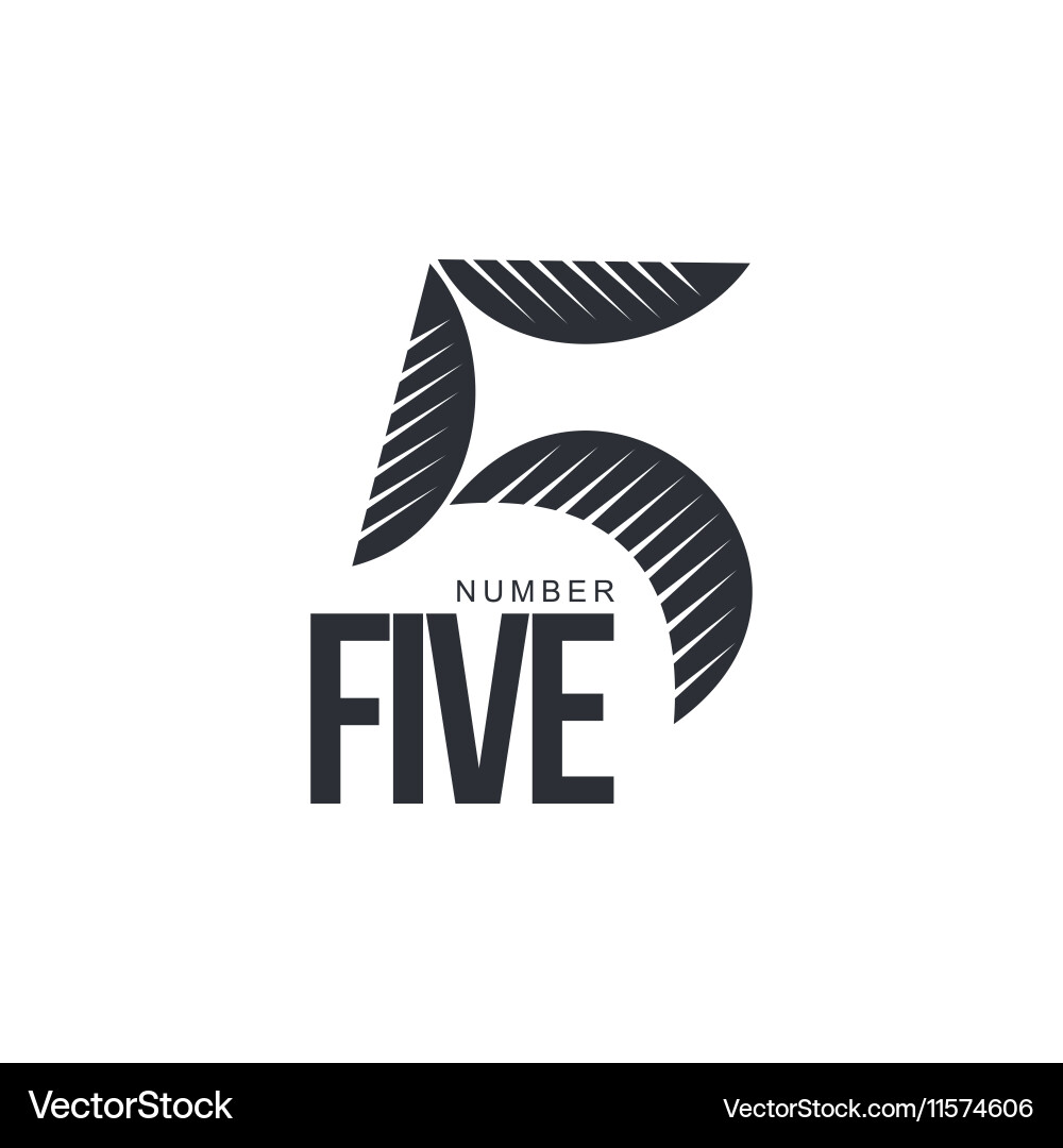 Black and white sketch style number five logo Vector Image