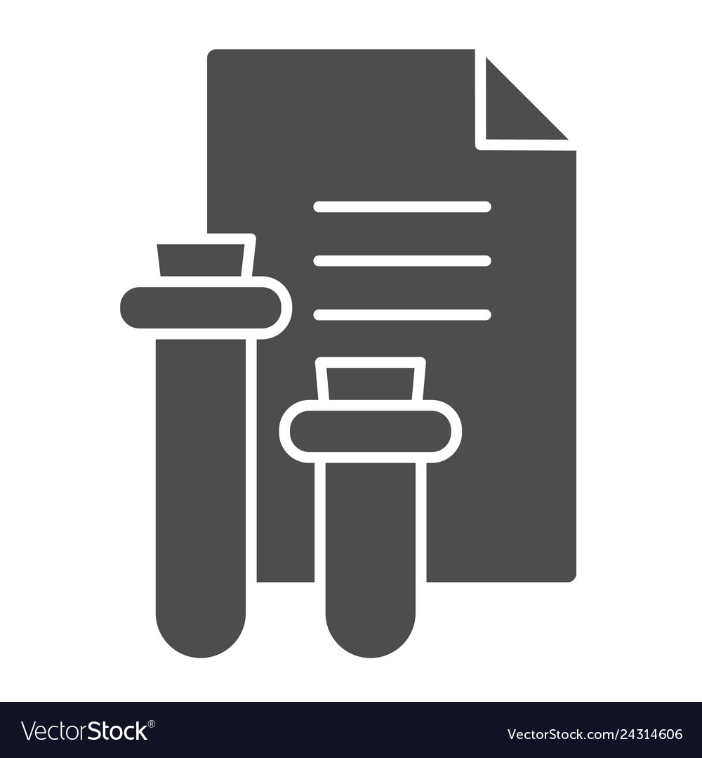 Blood test result solid icon flask and document Vector Image