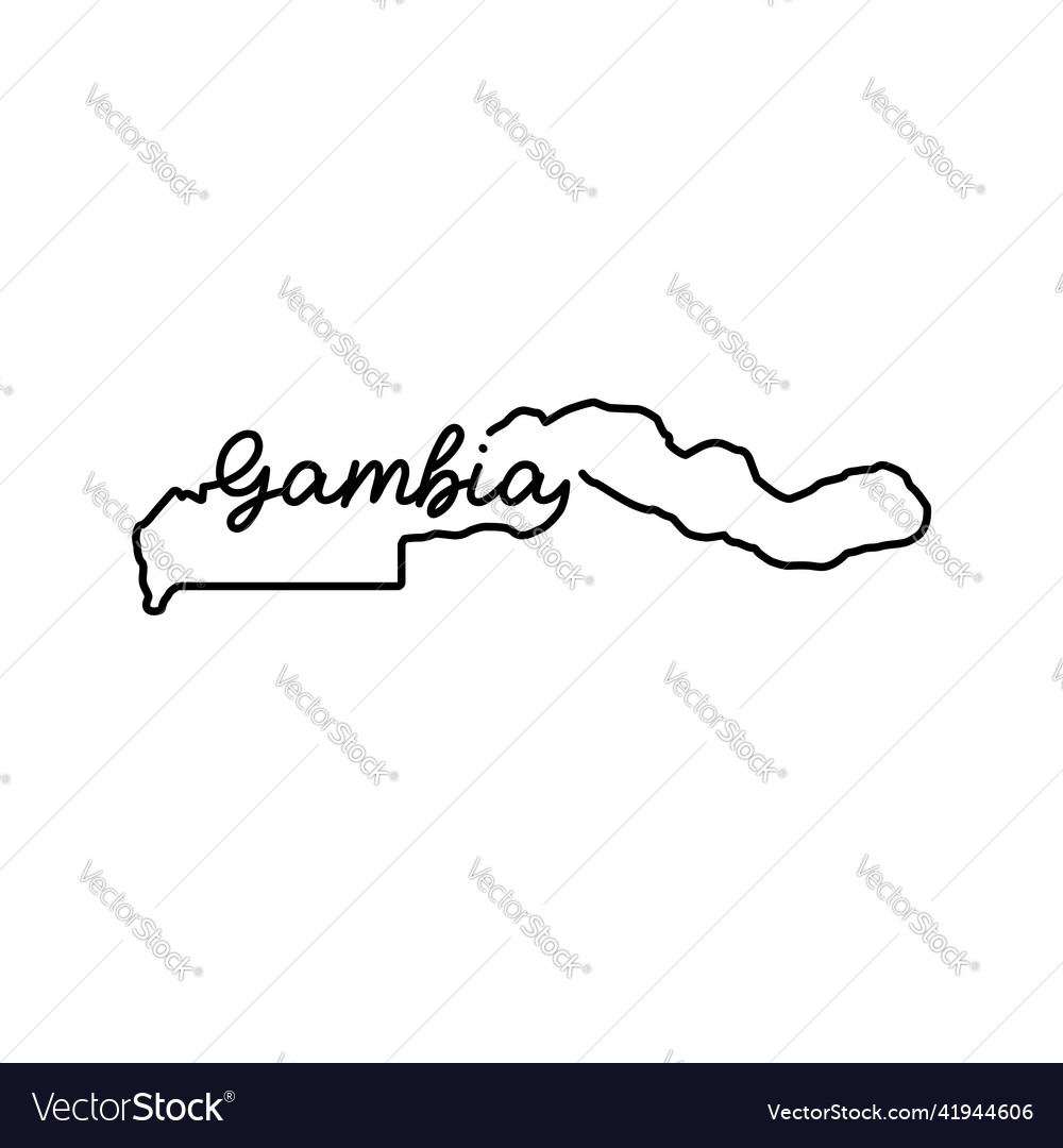 Gambia outline map with the handwritten country Vector Image