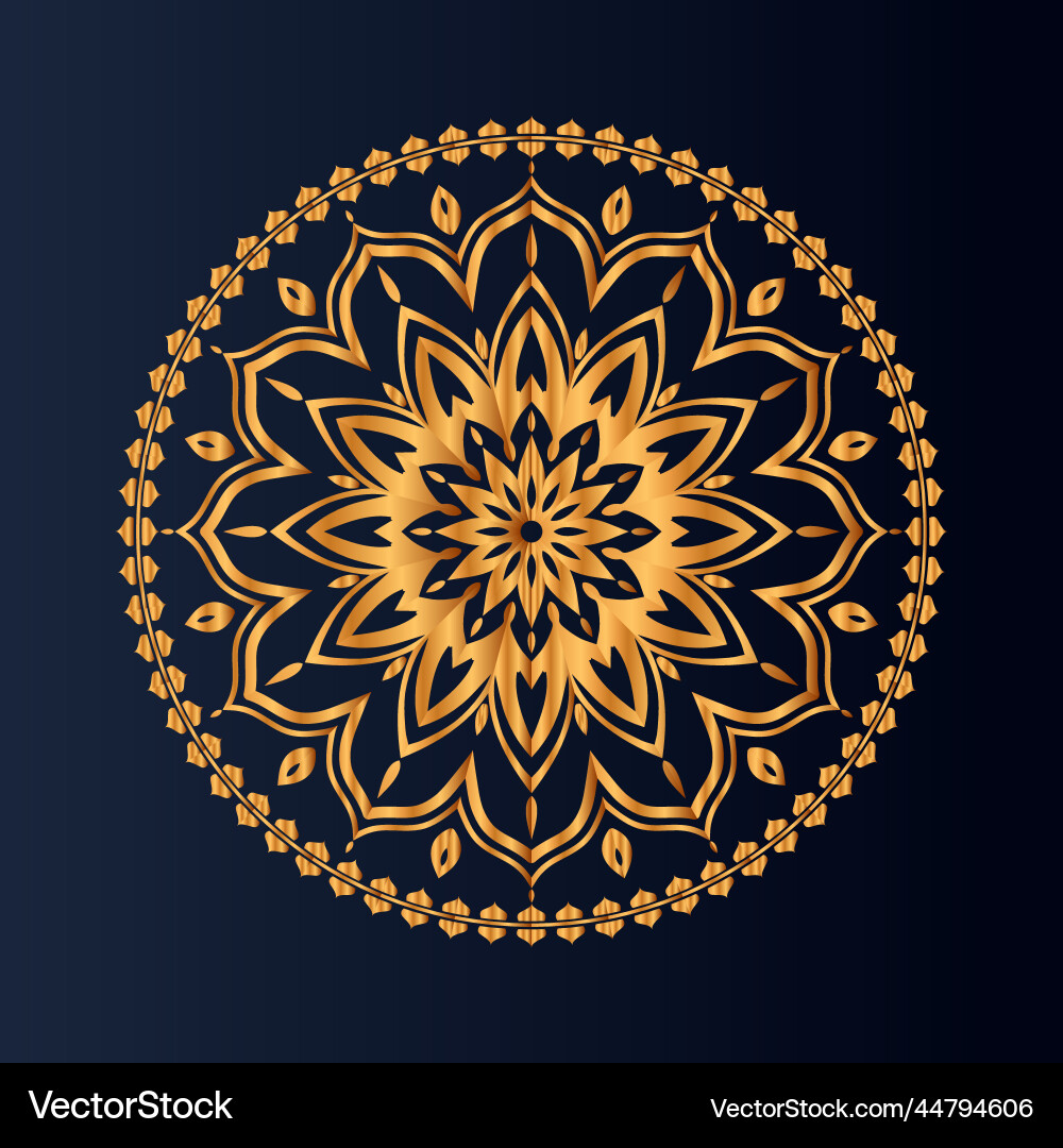 Gold color floral mandala Royalty Free Vector Image