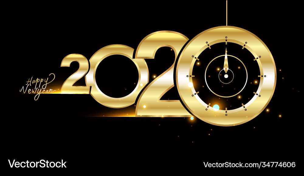 Happy new year 2020 - shining black Royalty Free Vector