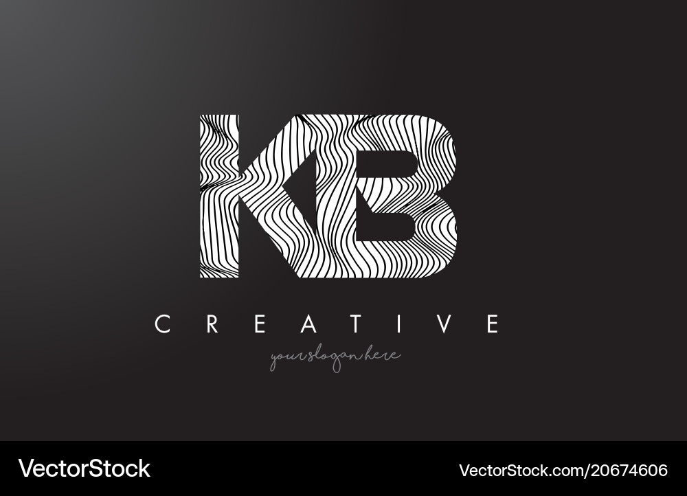Kb k b letter logo with zebra lines texture Vector Image