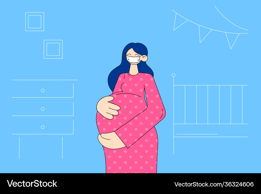 Pregnancy during coronavirus pandemic concept Vector Image